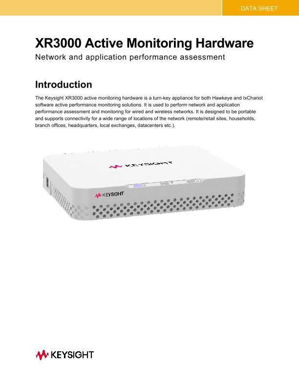XR3000 Active Monitoring Hardware PDF Asset Page | Keysight